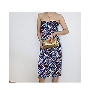 ingminGDi caojiaxiaopu Women Leather Clutch Party Bag Pouch Large Dumplings Handbag (Color : Black, Size : 21X7X13 CM)