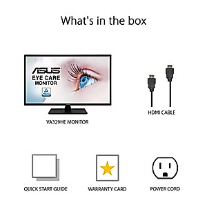 ASUS 31.5” 1080P Monitor (VA329HE) - Full HD, IPS, 75Hz, Adaptive-Sync, Eye Care, Low Blue Light, Flicker Free, HDMI, VGA, Wall Mountable, Tilt Adjustable,Black