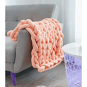 Chunky Yarn for Arm Knitting Blanket, 4.4lbs Black Big Roving 3cm Thick Velvet Bulky Chunky Braid Cotton Tube Yarn for Handmade DIY Throw Blanket Pet Bed,Machine Washable (70oz)