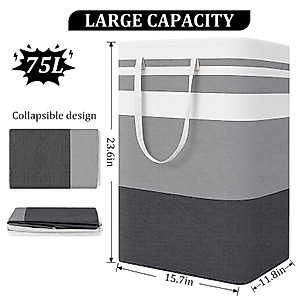 FOWSRHRG 2 Pack Large Laundry Hamper Organizer,Collapsible Laundry Baskets with Handles,Dirty Clothes Basket Laundry Storage Bag, Tall Clothes Hamper Freestanding for Towels Toys Dorm Bathroom