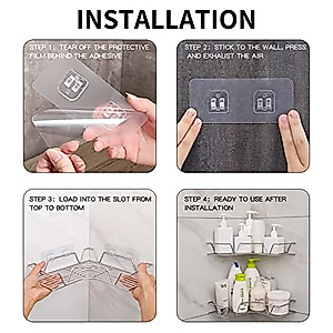 FABROK Corner Shower Caddy, Wall Mounted Shower Rack With No Drilling Strong Adhesive, Stainless Steel Corner Shelves for Kitchen Bathroom Organizer(2 Pack)