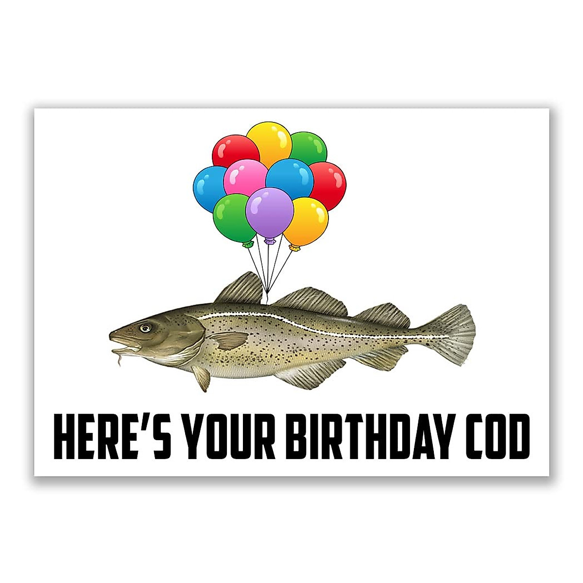 PICTURE THIS PRINTS Birthday Cod Funny Birthday Card - Fishing Birthday Card, Fish Birthday Card, Cod Fish, Pun Cards with Envelope, Birthday Card for Fisherman - Greeting Card (5x7”)