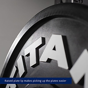 Titan Fitness 35 LB Black Elite Olympic Bumper Plate, Competition Weight Plates, Rubber with Steel Hub Insert, Sold Individually, For Olympic Weightlifting and Cross-Training Workouts