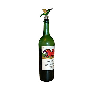 Stainless Steel Wine Bottle Stopper with Hand Made Glass Figurine (Hummingbird)