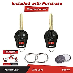 2X KeylessOption Remote Key Fob 4btn for Nissan (CWTWB1U751, CWTWB1U816)