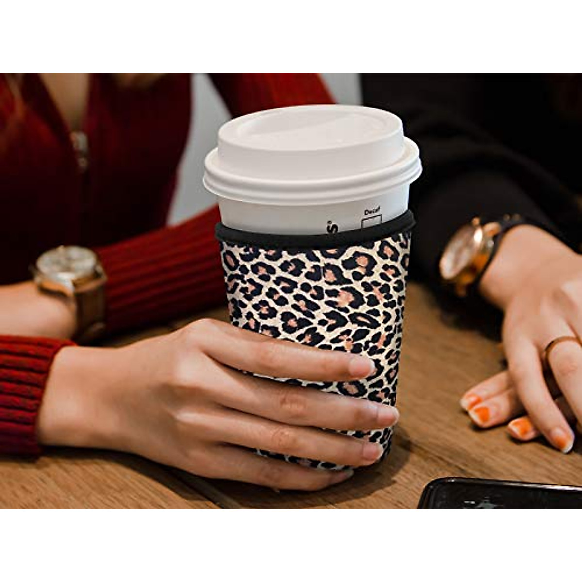 XccMe Iced Coffee Sleeves,Reusable Cold Cup SleeveS,3Pack Neoprene Insulator Cup Cover for Cold Drinks,Beverages Holder,Ideal for Dunkin Donuts, Starbucks Coffee(Leopard)