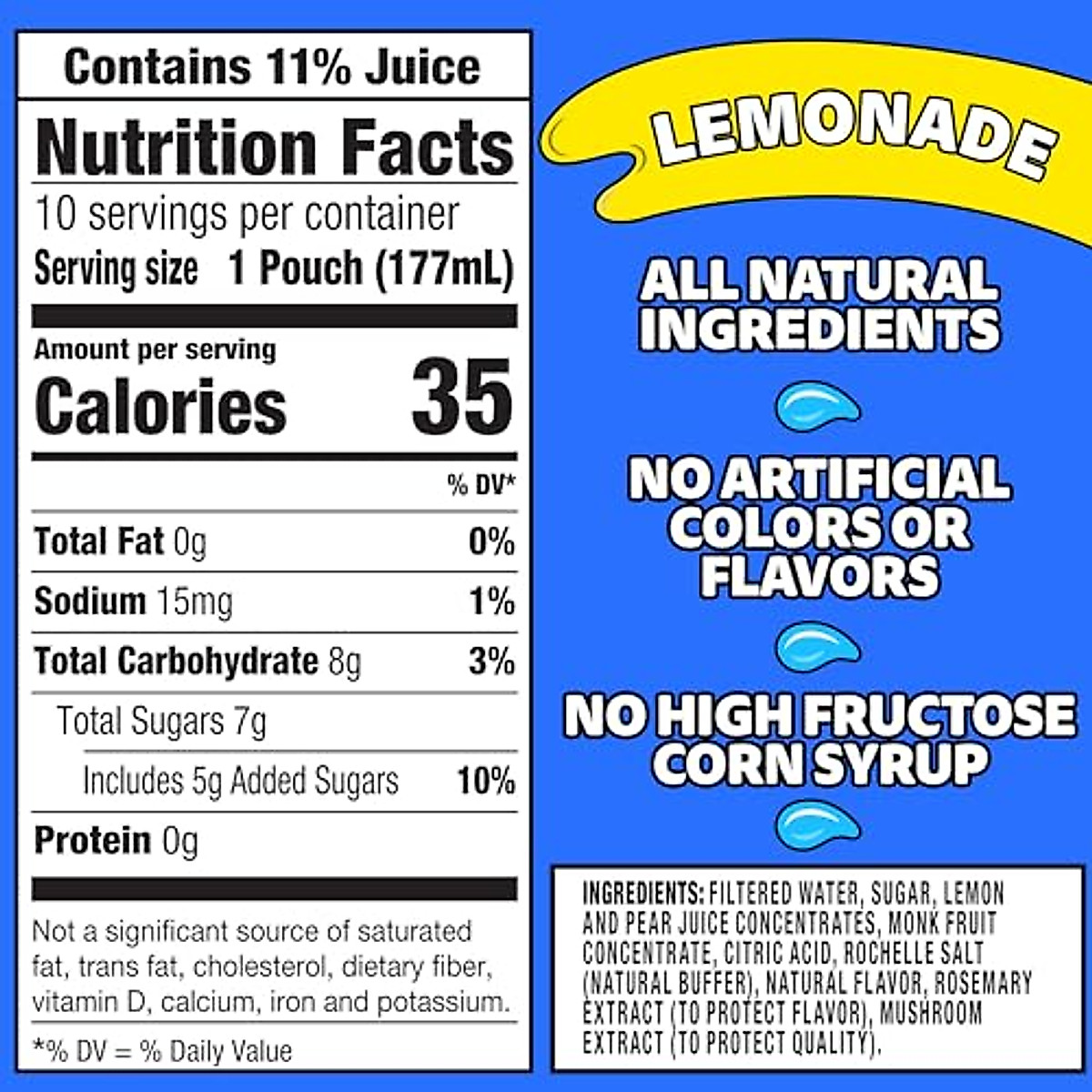 Capri Sun Lemonade Naturally Flavored Kids Juice Drink (10 ct Box, 6 fl oz Pouches)