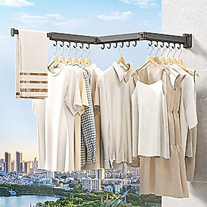 HEILAIYI Laundry Drying Rack Wall Mounted,Clothes Drying Rack,Drying Rack Clothing,Clothes Rack,Laundry Hanger Rack,Laundry Clothes Hanger,Laundry Rack Wall Mount,Retractable,Collapsible,Grey Color