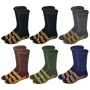 6 pairs Packs Thermal Lodge Socks for Men and Women, Heated Winter Non-Skid Boot Socks, Insulated for Cold (as1, numeric, numeric_10, numeric_13, regular, regular, Assorted Copper, 10-13)