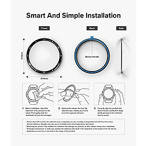 Ringke Inner Bezel Styling [Stylish Stainless Steel Frame] Compatible with Samsung Galaxy Watch 5 Pro Case, Anti Scratch Protector Adhesive Inner Cover Accessory - 45-IN-02 (ST) Black