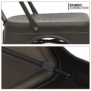 MoNiBloom Metal Dining Chair Set of 4 Stackable Indoor 17.5" Seat Height Bar Chairs with Back Outdoor Side Metal Kitchen Chairs for Bistro Cafe Side Restaurant Use, Gunmetal