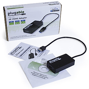 Plugable USB 3.0 to HDMI 4K DisplayLink Video Graphics Adapter for Multiple Monitors up to 3840x2160 Supports Windows, Mac, and ChromeOS