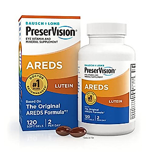 Bausch + Lomb PreserVision AREDS Eye Vitamin & Mineral Supplement, 120 Count Bottle (Soft Gels)