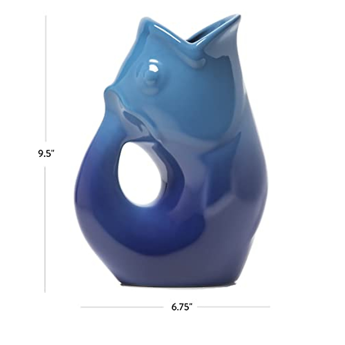Gurgle Pot Fish Pitcher - Ombre Dark Gradient Blue