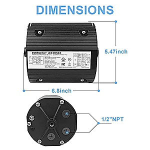 40W LED Emergency Backup Battery for UFO High Bay Light, Suitable for Dimmable Emergency LED Driver, Emergency Time 90 Minutes, AC Input 100-347V Output DC170V, UL Certified 5 Years Warranty (1-Pack)