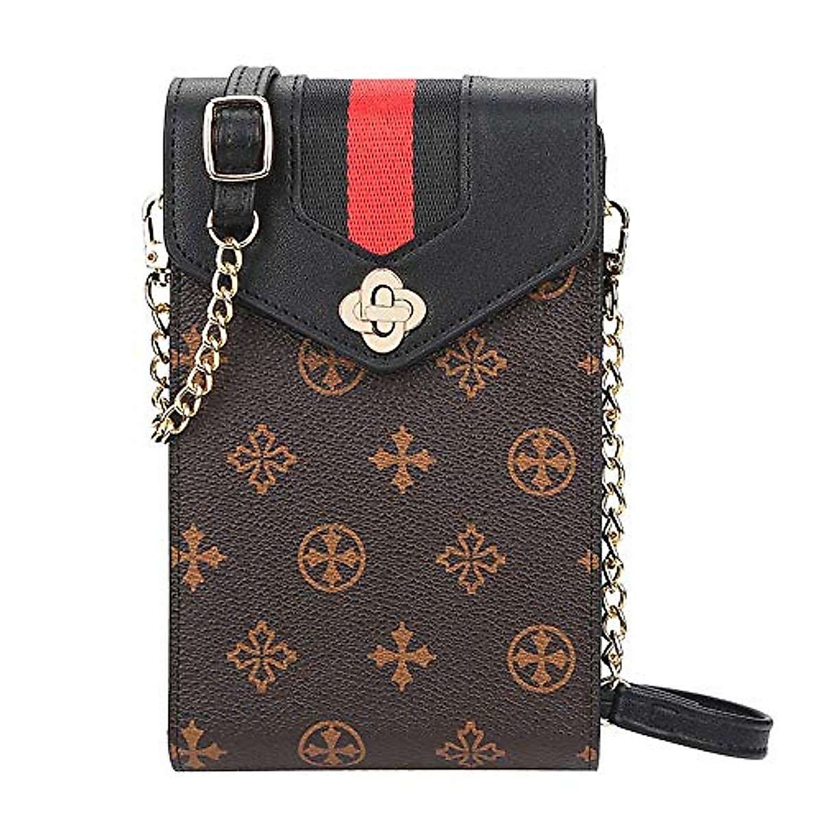 Small Crossbody Cell Phone Bag for Women, Chain Strap Fashion Mini Shoulder Purse Wallet Hasp Travel Handbag Case for iPhone 11 Se 2020 11 Pro Xr X Xs Max 8/7/6 Plus LG Stylo Samsung (Black)