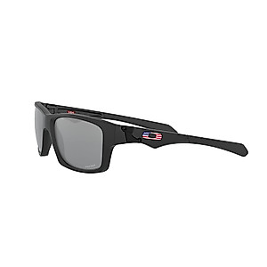 Oakley Men's OO9135 Jupiter Squared Rectangular Sunglasses, Matte Black USA Flag W/Prizm Black, 56 mm