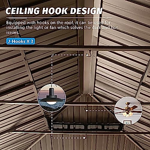 Domi Outdoor Living 14’x20’ Hardtop Gazebo, Wooden Coated Aluminum Frame Canopy with Galvanized Steel Double Roof, Outdoor Permanent Metal Pavilion with Curtains and Netting for Patio, Deck and Lawn