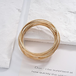Madison Tyler Gold Plated Stackable Bangles, 5 piece of Smooth Bangles with Ball Pattern & 6 Piece of Textured Bangles.