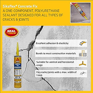 Sikaflex Concrete Fix, Limestone, Elastic sealant sealing cracks and joints, paintable polyurethane , 10.1 fl. Oz