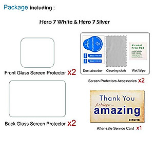 [ 4-Pack ] Diruite for GoPro Hero 7 Silver White Screen Protector, 2.5D 9H Hardness Ultra-thin Tempered Glass for GoPro Hero 7 Silver White Camera Screen Protector [Anti-Scratch]