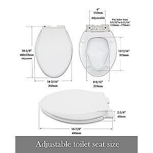 Toilet Seat Elongated, Toilet Cover, Quiet and Soft Close, Easy to Install and Remove, Ergonomic Design,Polypropylene(Plastic), White, for Elongated Oval Toilets (Long Hinge Frame)