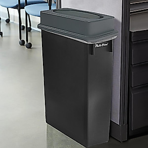 PLASTIC PRINCE 23 Gallon Slim Trash Can with Swing Lid, Commercial Gray Rectangular Garbage Can, Waste Bin for Home Kitchen Cabinet