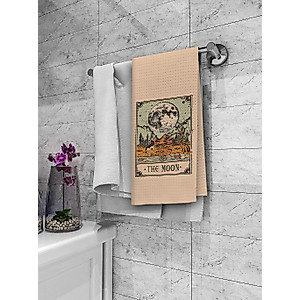 Dibor The Moon The Star Tarot Card Kitchen Towels Dish Towels Dishcloth Set of 2,Mystical Tarot Decorative Absorbent Drying Cloth Hand Towels Tea Towels for Bathroom Kitchen,Tarot Lovers Girls Gifts
