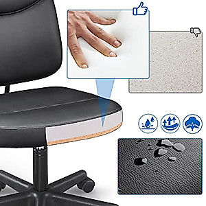 Topeakmart Task Desk Chair Height Adjustable Chair Computer Faux Leather Chair Without Arms, Black