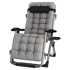 ROLTIN Garden Lounge Chair Oversize Folding Lounger, Adjustable Recliner Outdoor Reclining Beach Desk Garden Lounger with Cushions