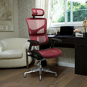 X-Chair X2 Management Task Chair, Red K-Sport Mesh Fabric with Headrest - Ergonomic Office Seat/Dynamic Variable Lumbar Support/Floating Recline/Highly Adjustable/Perfect for Long Work Days