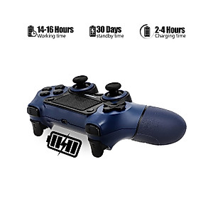 TJPD Wireless Controller for PS4, Wireless Remote Gamepad with 2 Programmable Back Buttons/Turbo/Dual Vibration/Touch Pad/Six-axis Motion (Blue) (Blue)