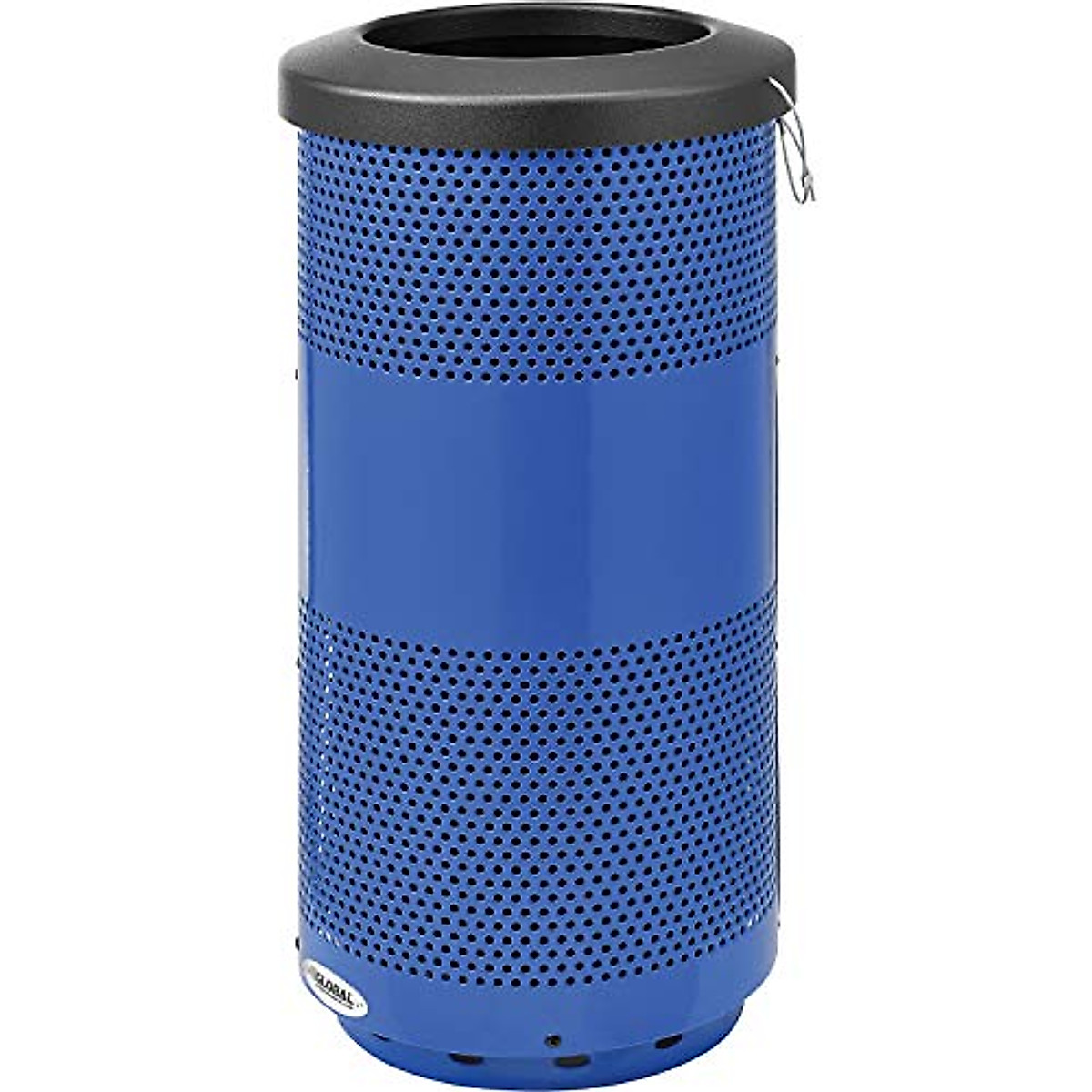 Global Industrial 20 Gallon Perforated Steel Receptacle with Flat Lid, Blue
