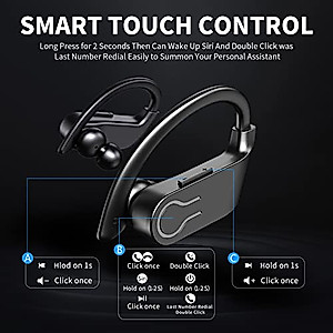 Wireless Earbuds Bluetooth 5.3 Headphones 120Hrs Playtime Wireless Charging Case Digital LED Display Over-Ear Earphones with Earhook Waterproof Headset with Microphone for Sport Running Workout