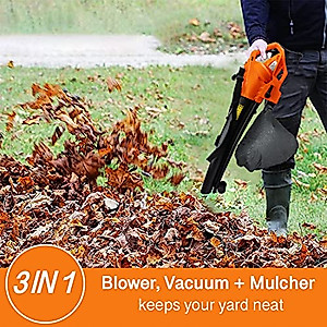Leaf Blower,Leaf Vacuum 3 in 1 Blowers for Lawn Care Electric Leaf Blower 3000W with 35L Collection Bag, Holywarm Leaf mulcher 10:1 Shedding Ratio 10m Cable