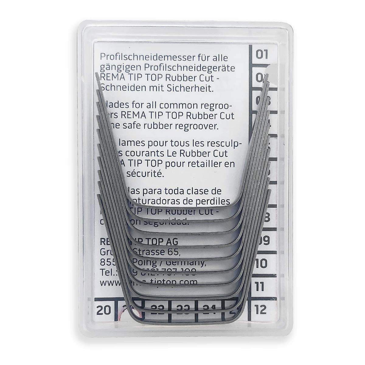 Rema Tip Top 10 W-6 Tire Regroover Angle Edge Blades, 22-28mm Wide, up to 16mm deep, W Fix 6