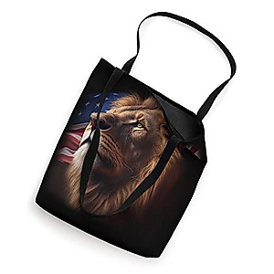 Lion American Flag Patriotic - Christian Tote Bag
