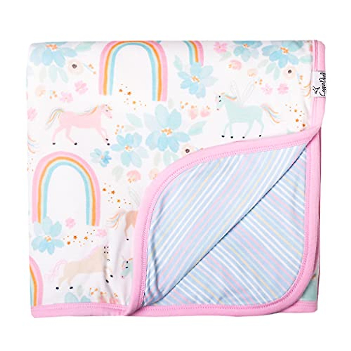 Large Premium Knit Baby 3 Layer Stretchy Quilt Blanket"Whimsy" by Copper Pearl