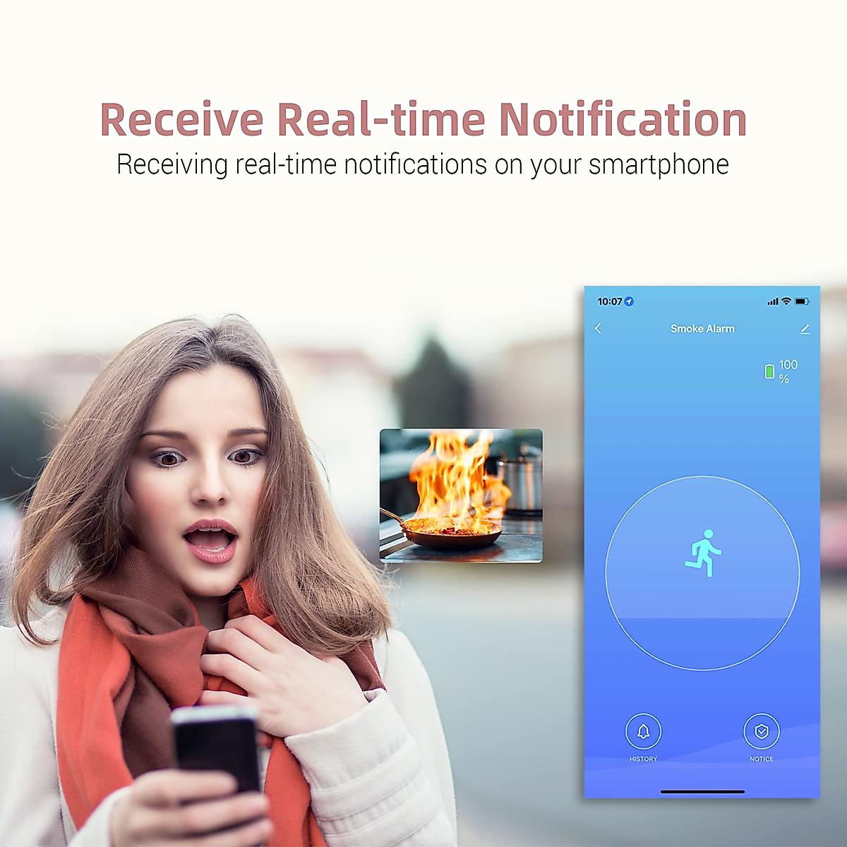 Putogesafe Smart Smoke Detector, Wireless WiFi Smoke Detector with App Control, WiFi Smoke Alarm with LED & Silence Button, Fire Alarm with Photoelectric Sensor for Home, Low Battery Warning, 2 Pack