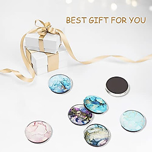WWW 12Pcs Glass Strong Magnetic Refrigerator Magnets,Marble Crystal Fridge Magnets Decoration for Home,Office Whiteboard,Cabinet,Dishwasher, Locker(Round/30mm)