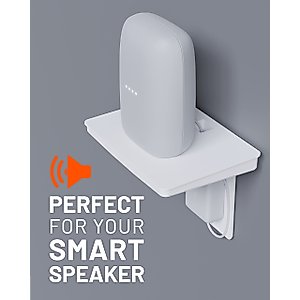 ECHOGEAR Wide Outlet Shelf - Next-Gen Design with Built-in Cord Storage & Room for Bulky Plugs - Works with Both Standard & Decora Outlets - Quick Install with Included Hardware