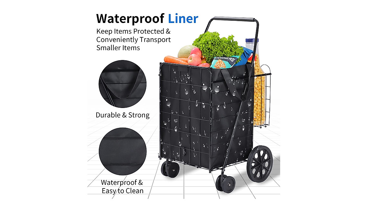 Lifetime Home Heavy Duty Utility Cart with Swivel Wheels & Waterproof Liner