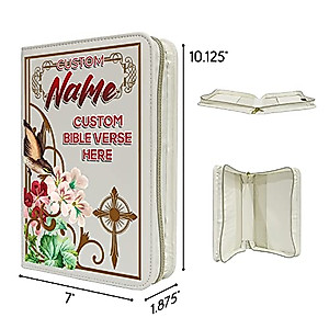 10x7 Inch Personalized Bible Cover – Create Your Own Design, Custom Bible Cover and Carrying Case with Handle – Leatherette Book Covers and Bible Case for Women - White (Design 6)