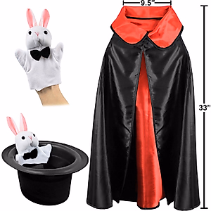 Click N' Play Magician Costume Kids Size, Magician Kit, Halloween Dress Up & Pretend Play Set Complete with a Magic Set: Magic Hat, Magic Wand & Rabbit Magic Tricks, Magic Kit for Kids Age 8-10