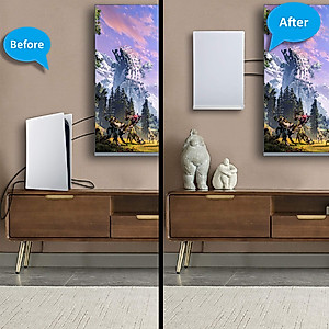 PETIMETI Wall Mount Stand Holder For PS5, Playstation 5 Mount with Ventilation Hole and Space Saving