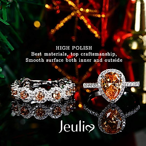 Jeulia Engagement Rings for Women Sterling Silver Promise Eternity Band Princess Cut Cubic Zirconia Wedding Engagement Anniversary Promise Ring Sets Bridal Sets (8.0(U.S))