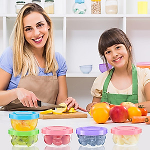 TOFLEN Reusable Small Freezer Containers 5 Oz Plastic Food Storage Containers with Screw On Lids, Leakproof & Airtight, Freezer Safe, Dishwasher Safe, Set of 12 Multicolor