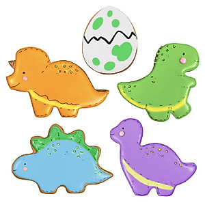 Dinosaur Cookie Cutters 5-Pc. Set Made in USA by Ann Clark, T-rex, Brontosaurus, Stegosaurus, Triceratops, Dino Egg