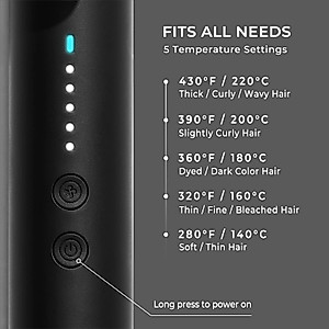 TYMO AIRFLOW Styler Curling Iron - Flat Iron Hair Straightener and Curler 2 in 1, Ionic Ceramic Hair Waver Curing Wand for Short Hair, Lightweight & Dual Voltage for Travel, Anti-Scald, 5 Temps