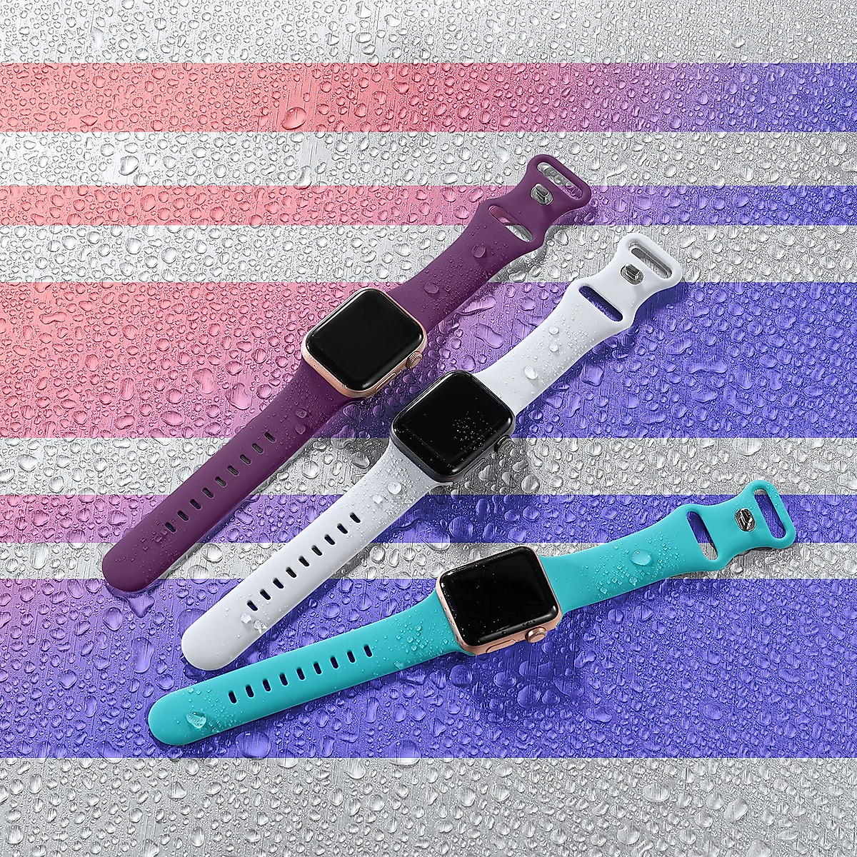 Maledan 38mm 40mm 41mm 42mm 44mm 45mm 49mm Sport Bands Compatible with Apple Watch Band for Women Men, 6 Pack Soft Silicone Replacement Strap for iWatch Ultra SE & Series 8/7/6/5/4/3/2/1 Accessories